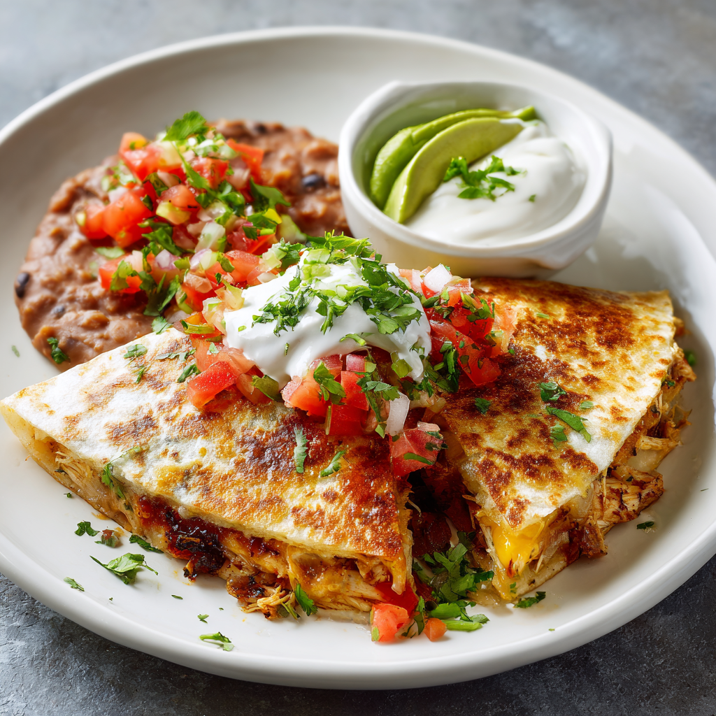 Ancho Chicken Quesadilla W/ Avocado Crema | The Healthy Kitchen Miami