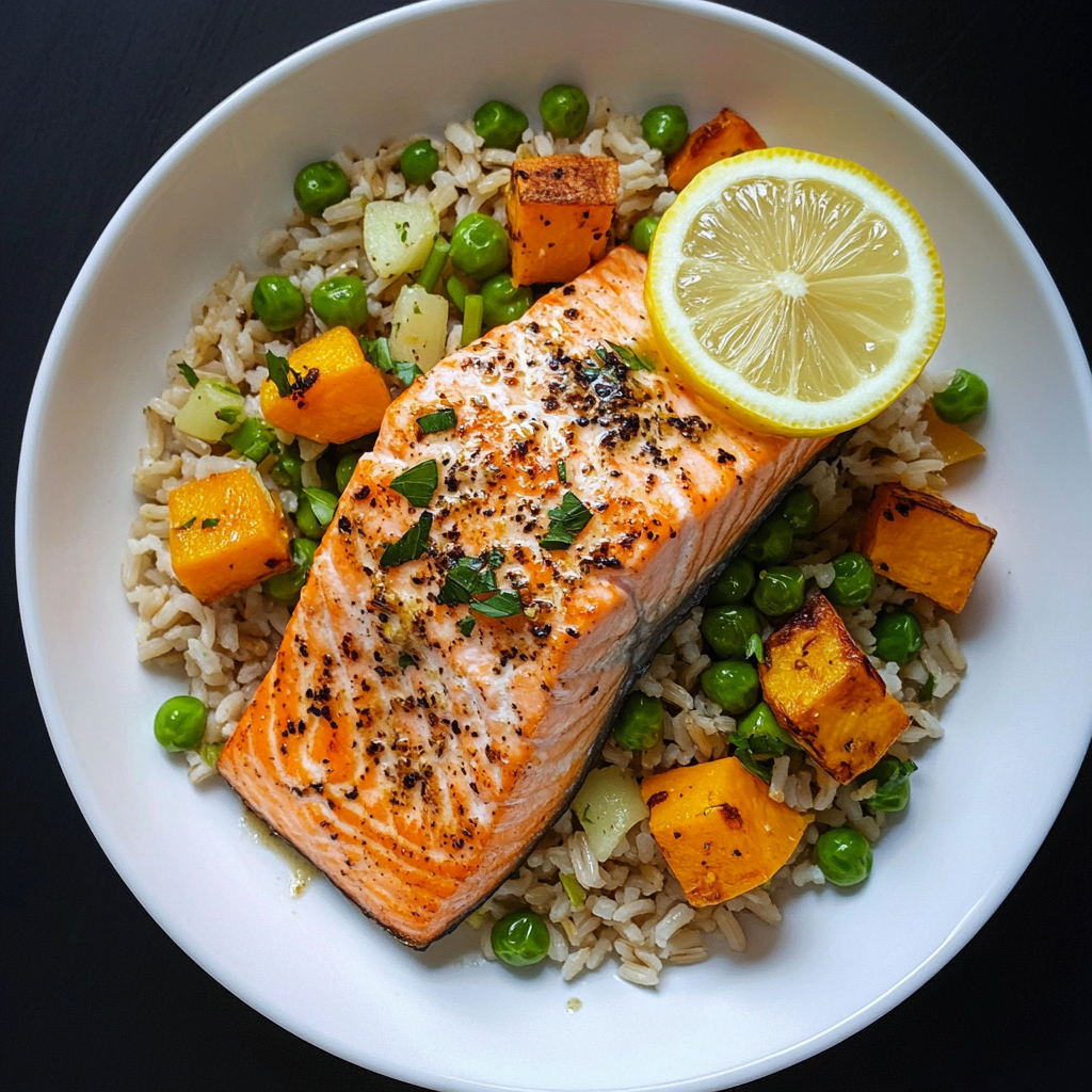 Lemon Pepper Salmon And Brown Rice Pilaf | The Healthy Kitchen Miami