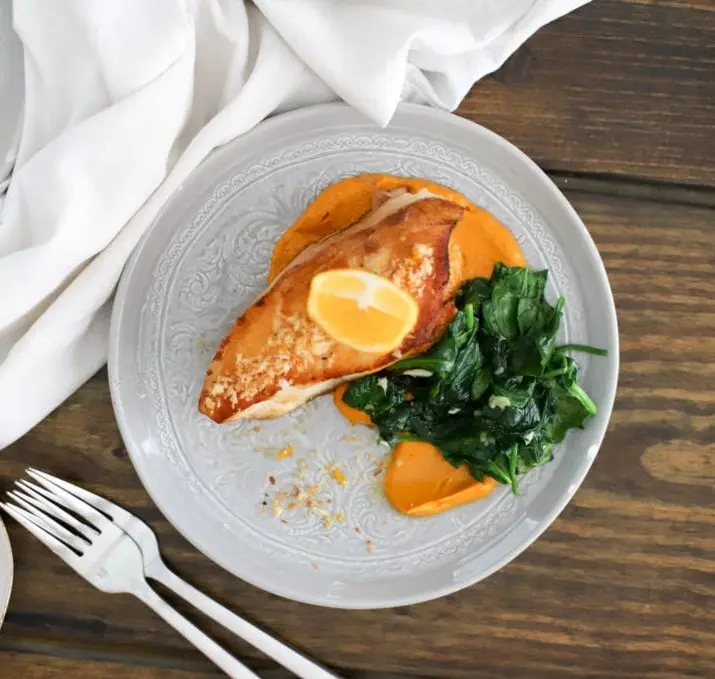 Fish Roulade with Carrot Puree and Garlic Greens | The Healthy Kitchen ...
