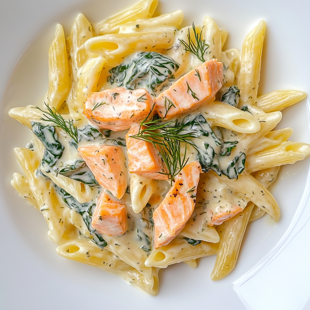 Salmon Penne Florentine | The Healthy Kitchen Miami
